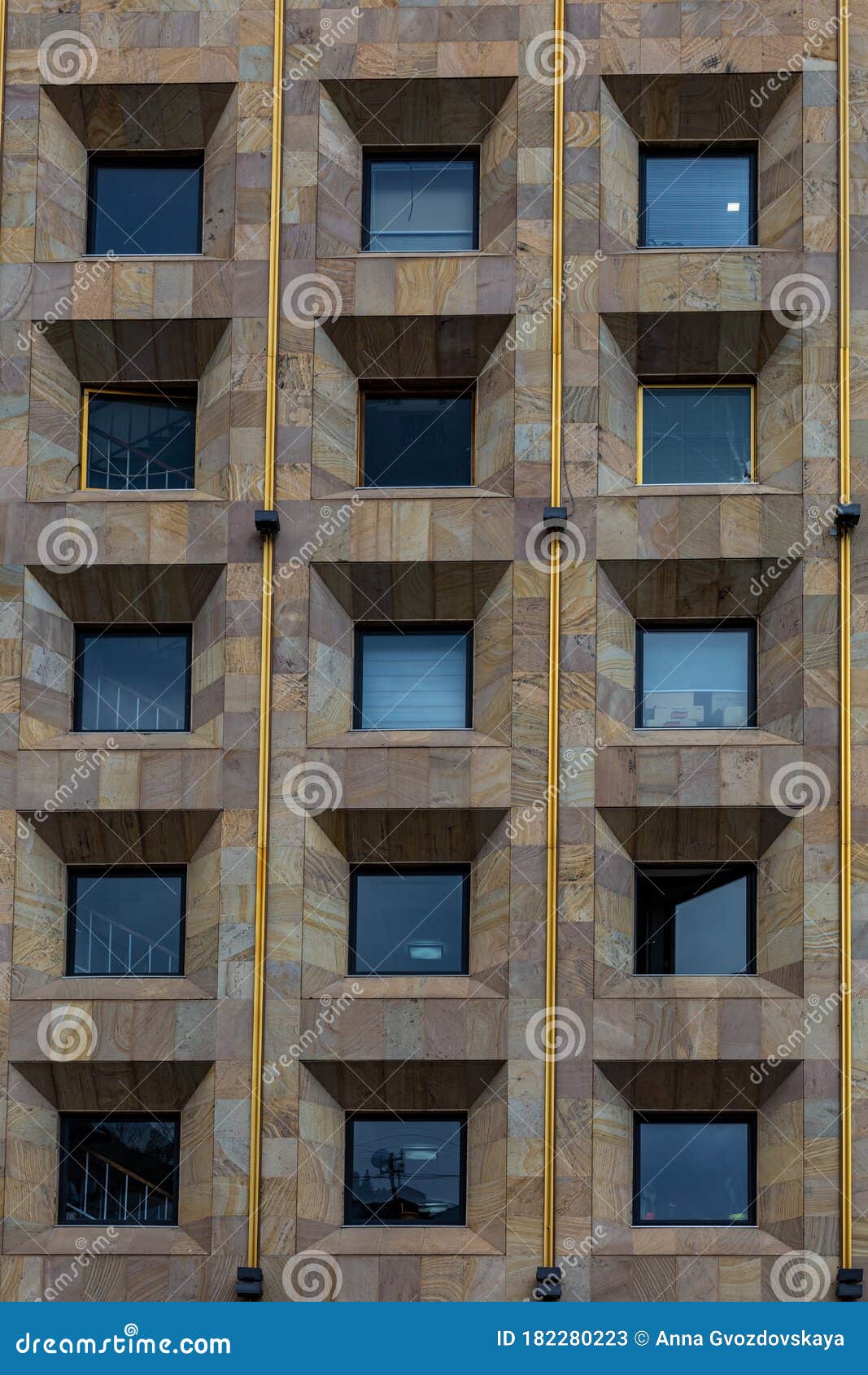 Three Rows of Windows in the Building. Stock Image - Image of frame ...