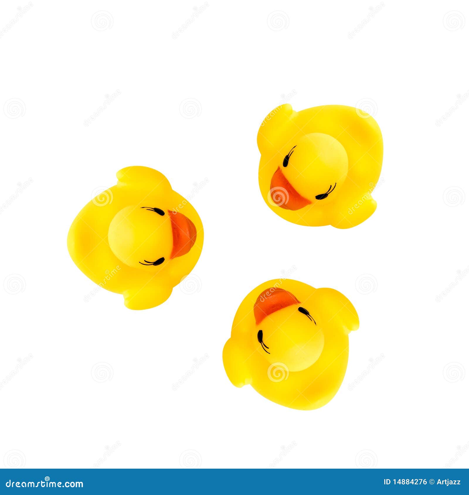 Three Rubber Yellow Ducks Isolated on White Stock Photo - Image of cute ...