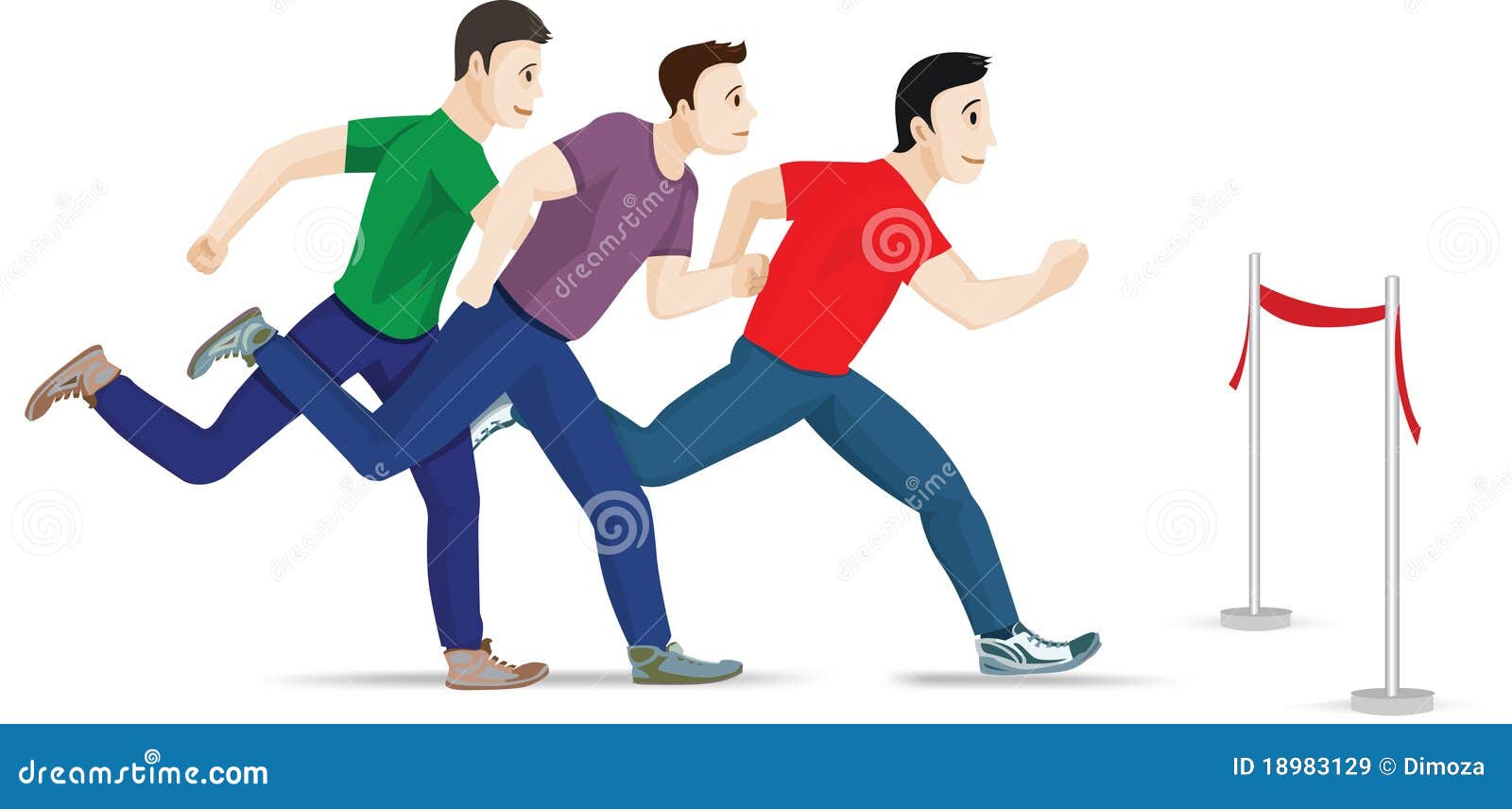 Three Runners - Continuous Line Drawing Cartoon Vector | CartoonDealer ...