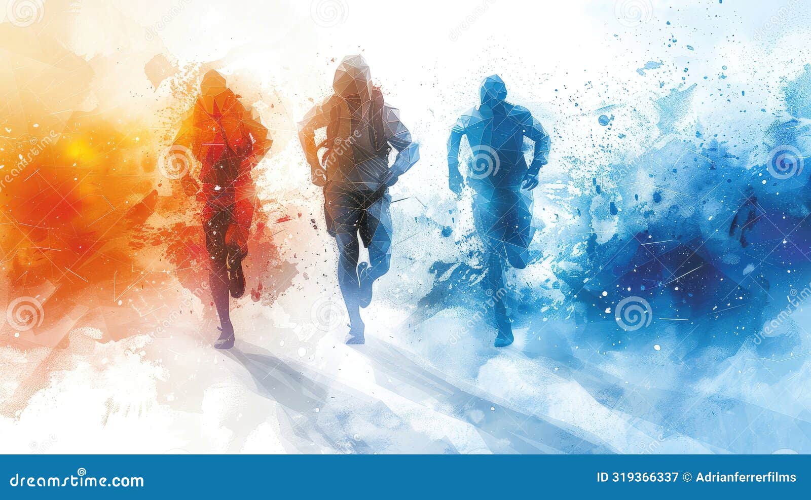 Three Runners are Running in a Race, with One Runner in the Middle ...