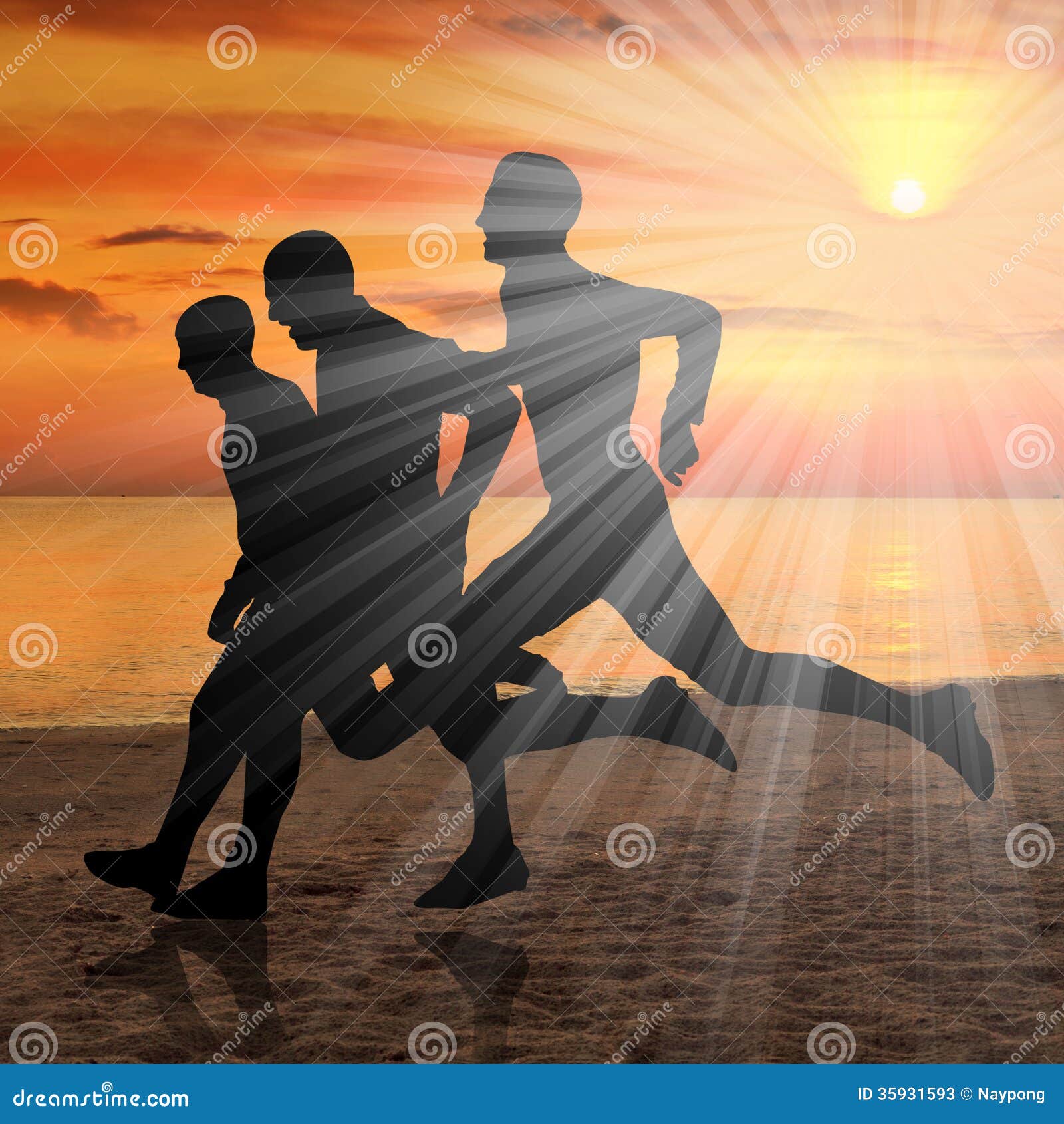 Three runners stock image. Image of coastline, nature - 35931593