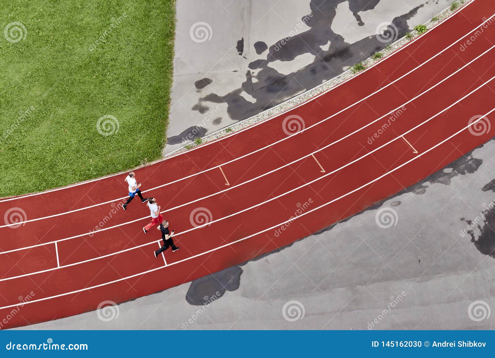 Three Runners on a Treadmill, Top View Stock Photo - Image of jogging ...