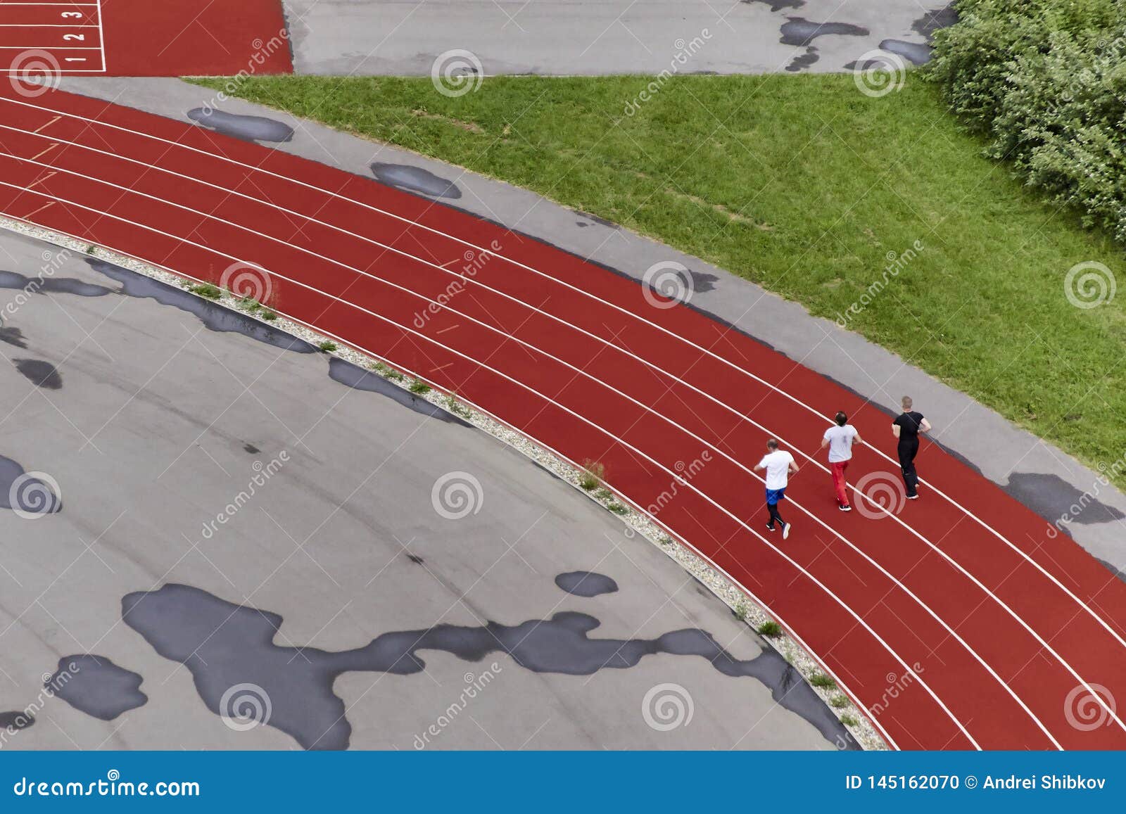 Three Runners on a Treadmill, Top View Stock Photo - Image of jogging ...