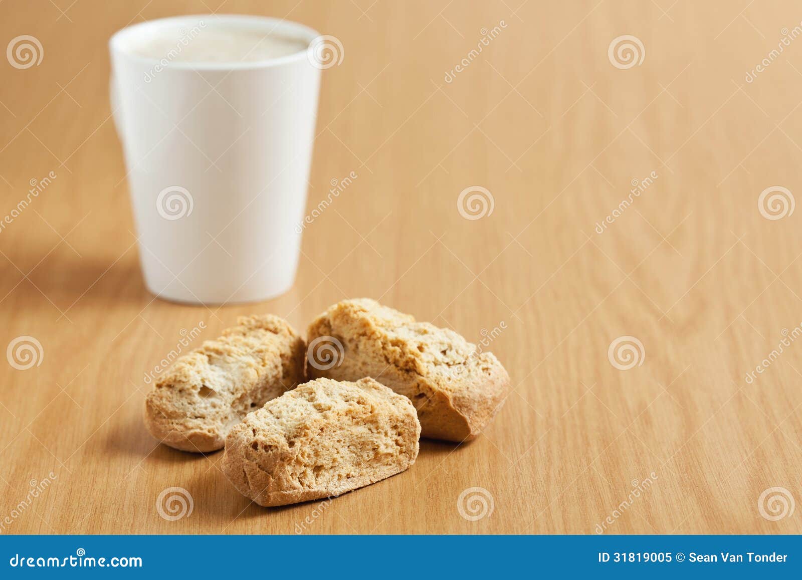 Three Rusks with a Mug of Coffee Stock Image - Image of dough, food ...
