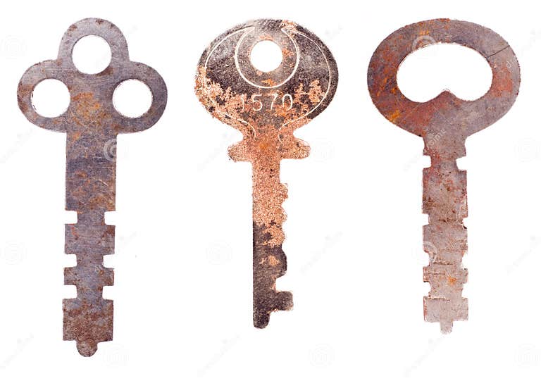 Three rusty skeleton keys stock photo. Image of ecommerce - 6980552