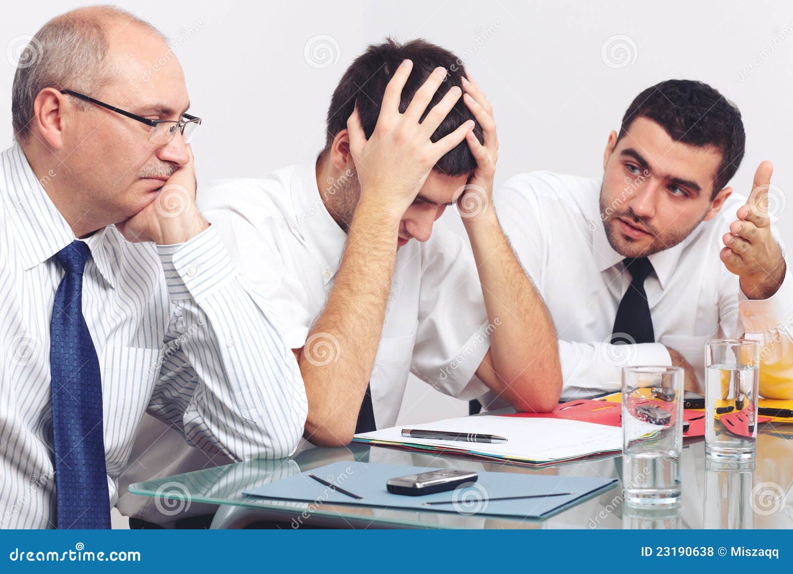 Three Sad and Depressed Businessman Stock Photo - Image of looking ...