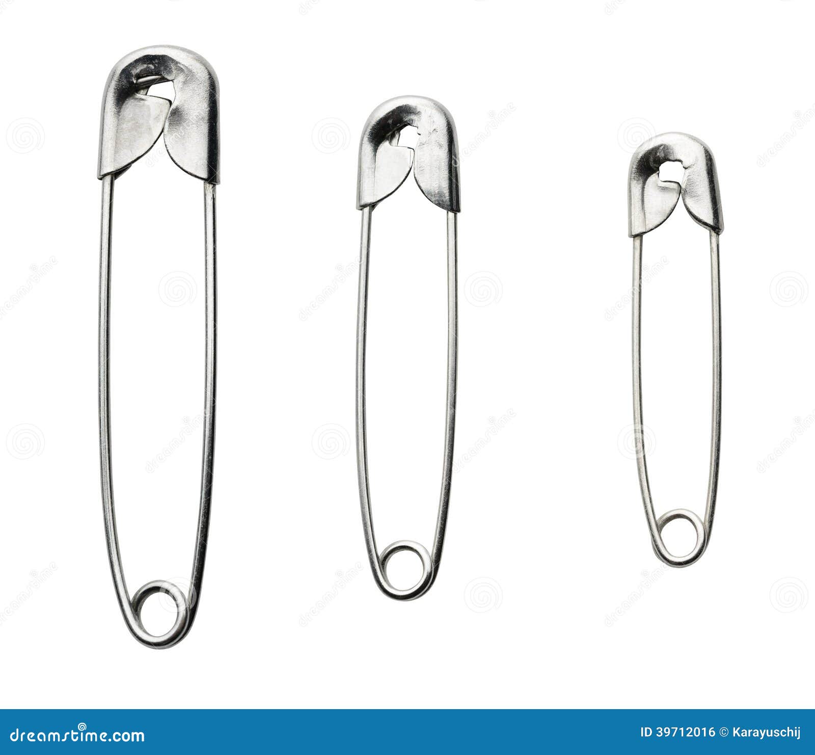 Three Safety Pins stock photo. Image of metallic, closed - 39712016