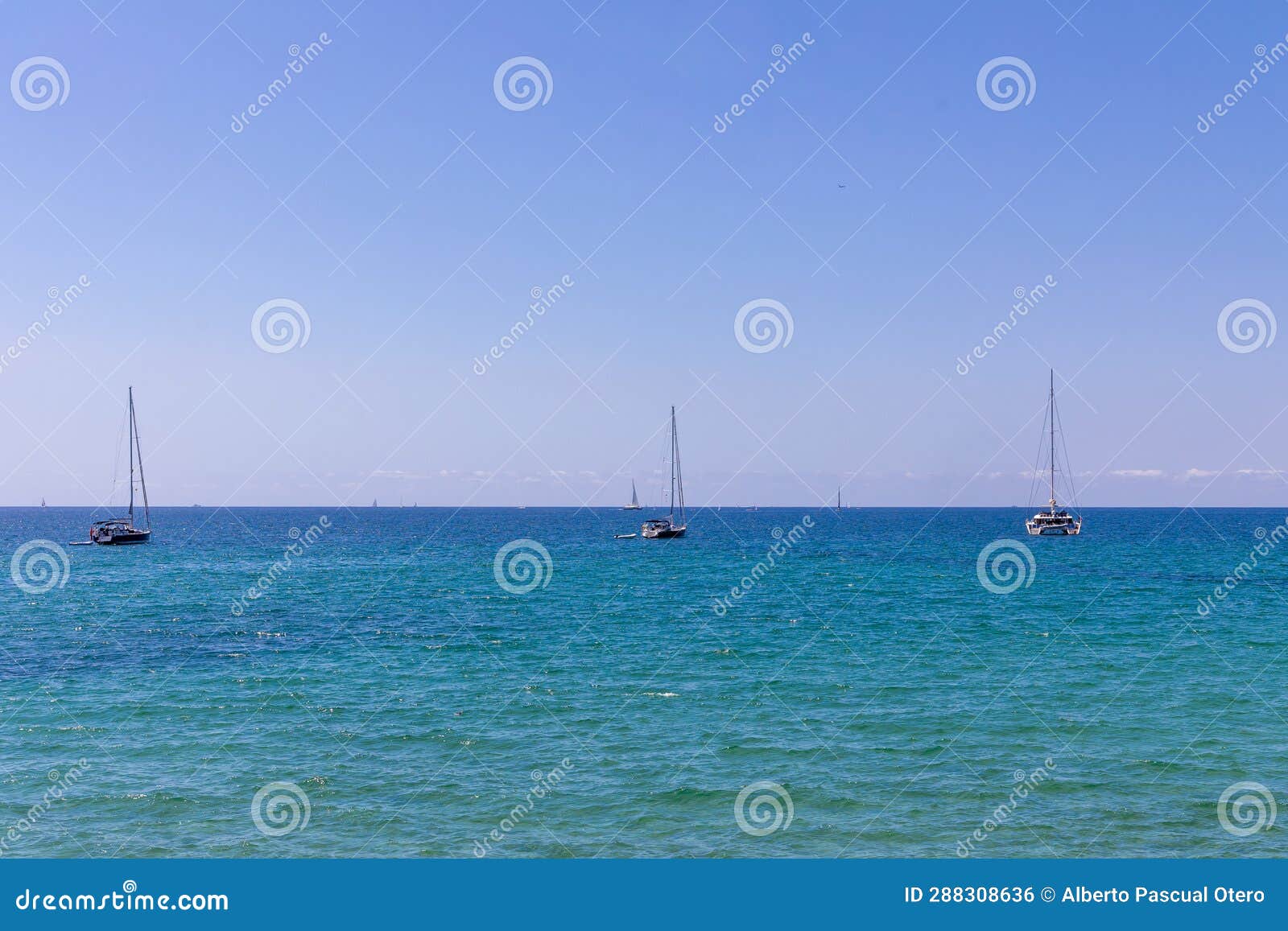 Three Sailing Boats on the Sea on a Sunny Day Stock Photo - Image of ...