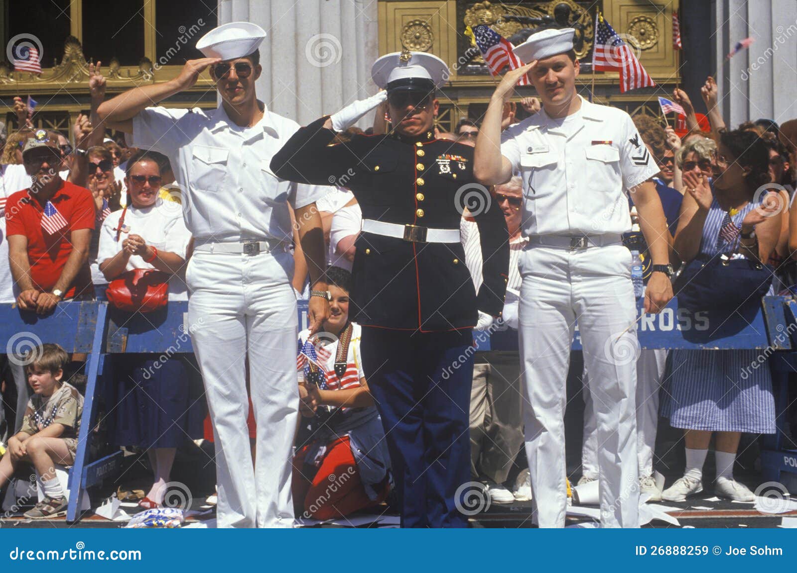 Three Sailors Saluting editorial stock image. Image of soldiers - 26888259