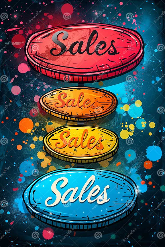 Three Sales Signs Placed on an Empty Background Stock Image - Image of ...