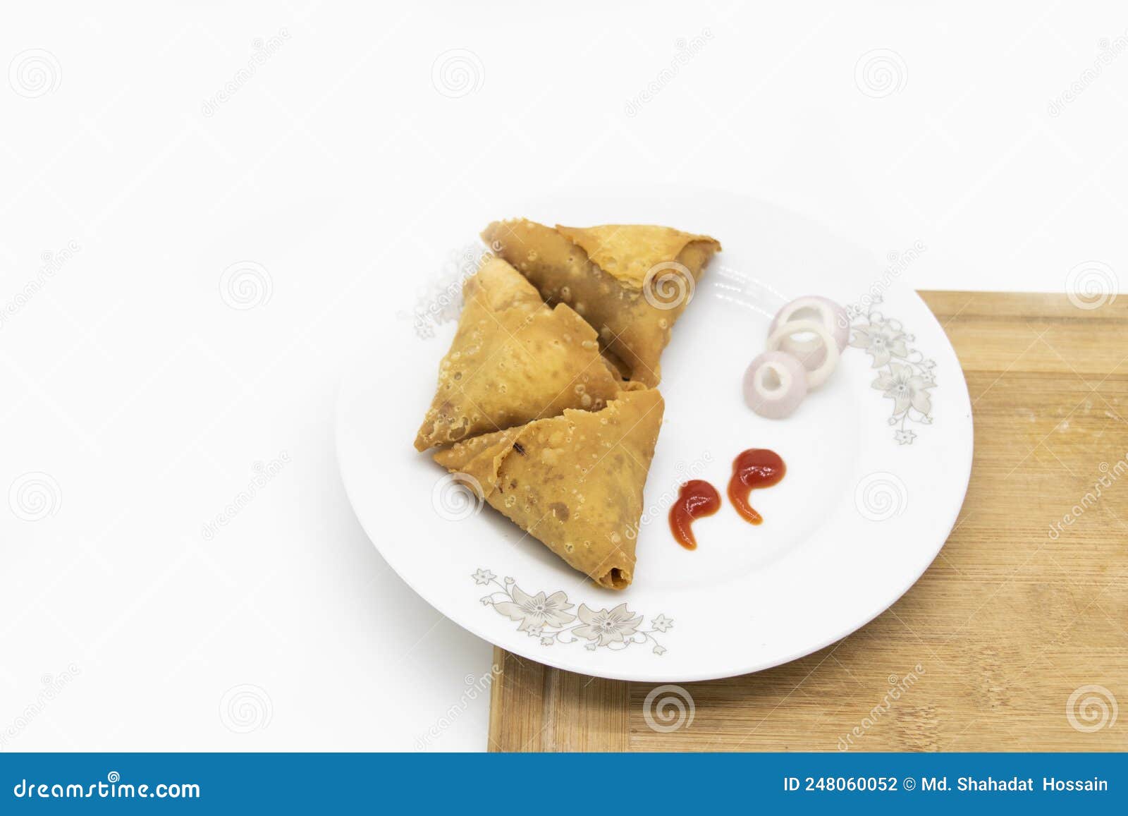 Three Samosa Isolated on White Background Stock Photo - Image of dish ...