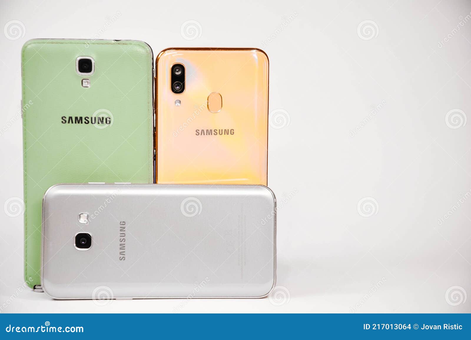 Three Samsung Phones in Different Colours Editorial Stock Image - Image ...