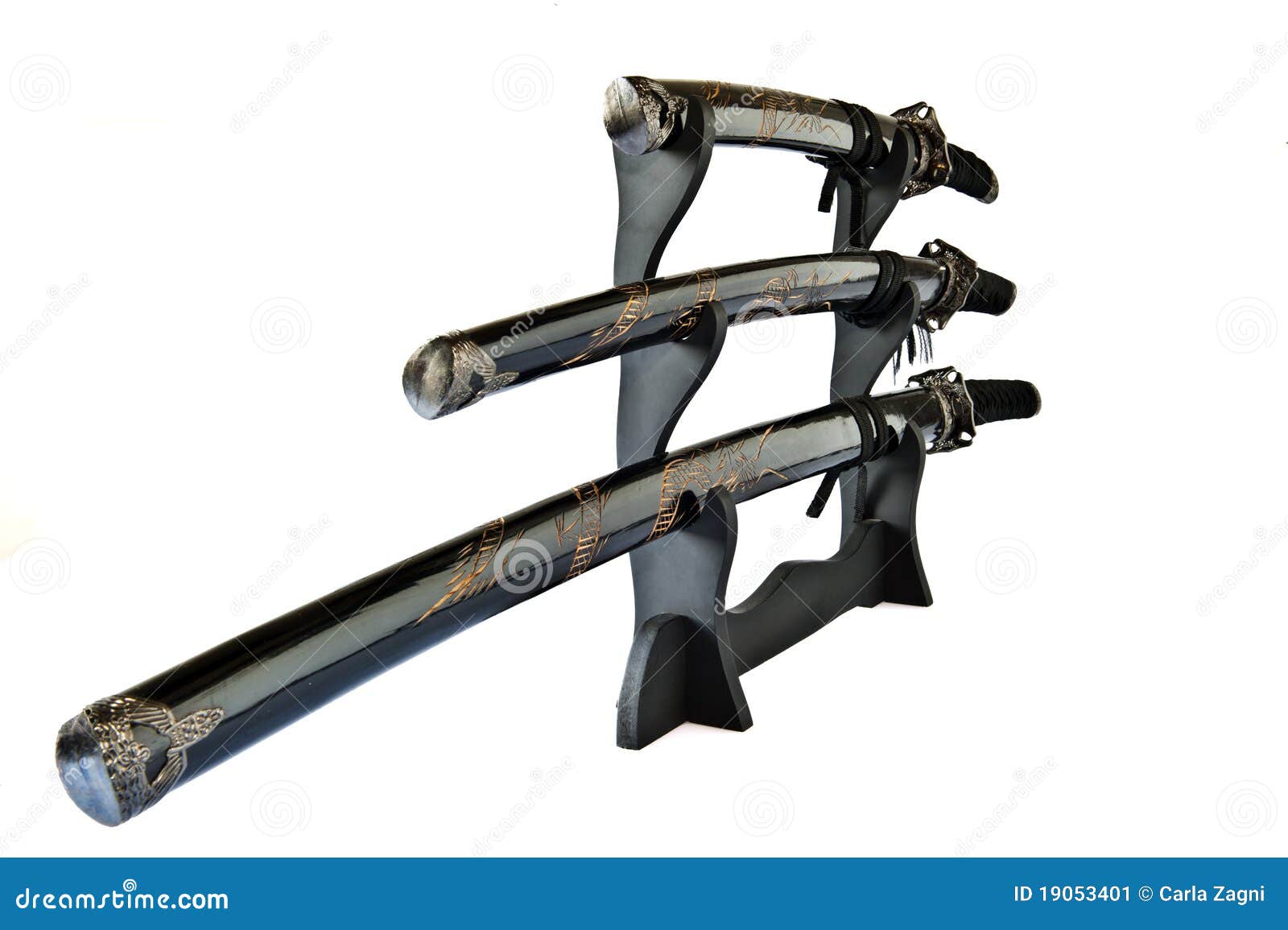 Three samurai swords stock image. Image of sports, blade - 19053401
