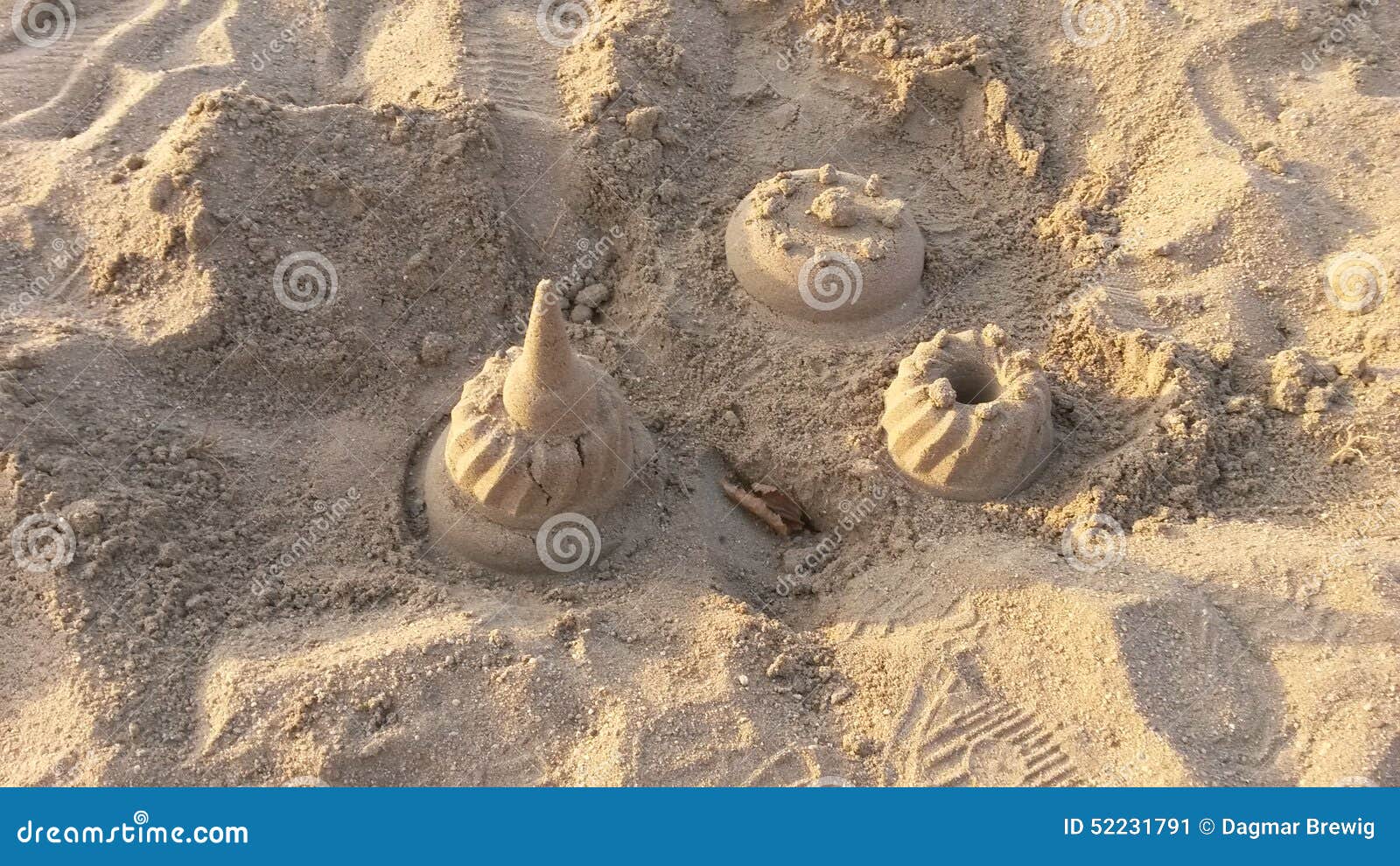 Three Sandcastles stock image. Image of sand, golden - 52231791
