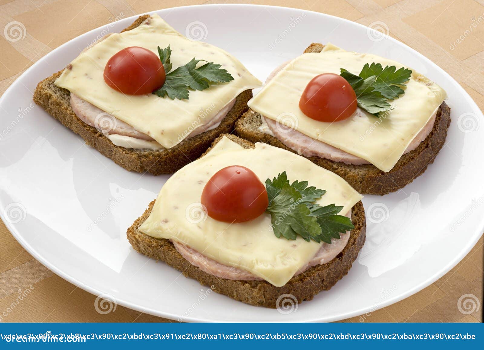 Three Sandwich with Grey Bread,ham and Cheese Stock Photo - Image of ...