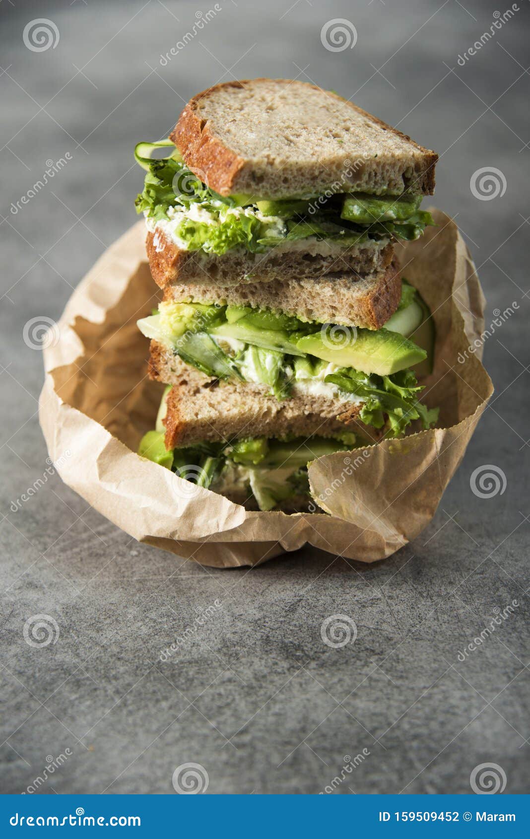 Three Sandwiches on Top of Each Other. Stock Photo - Image of grain ...
