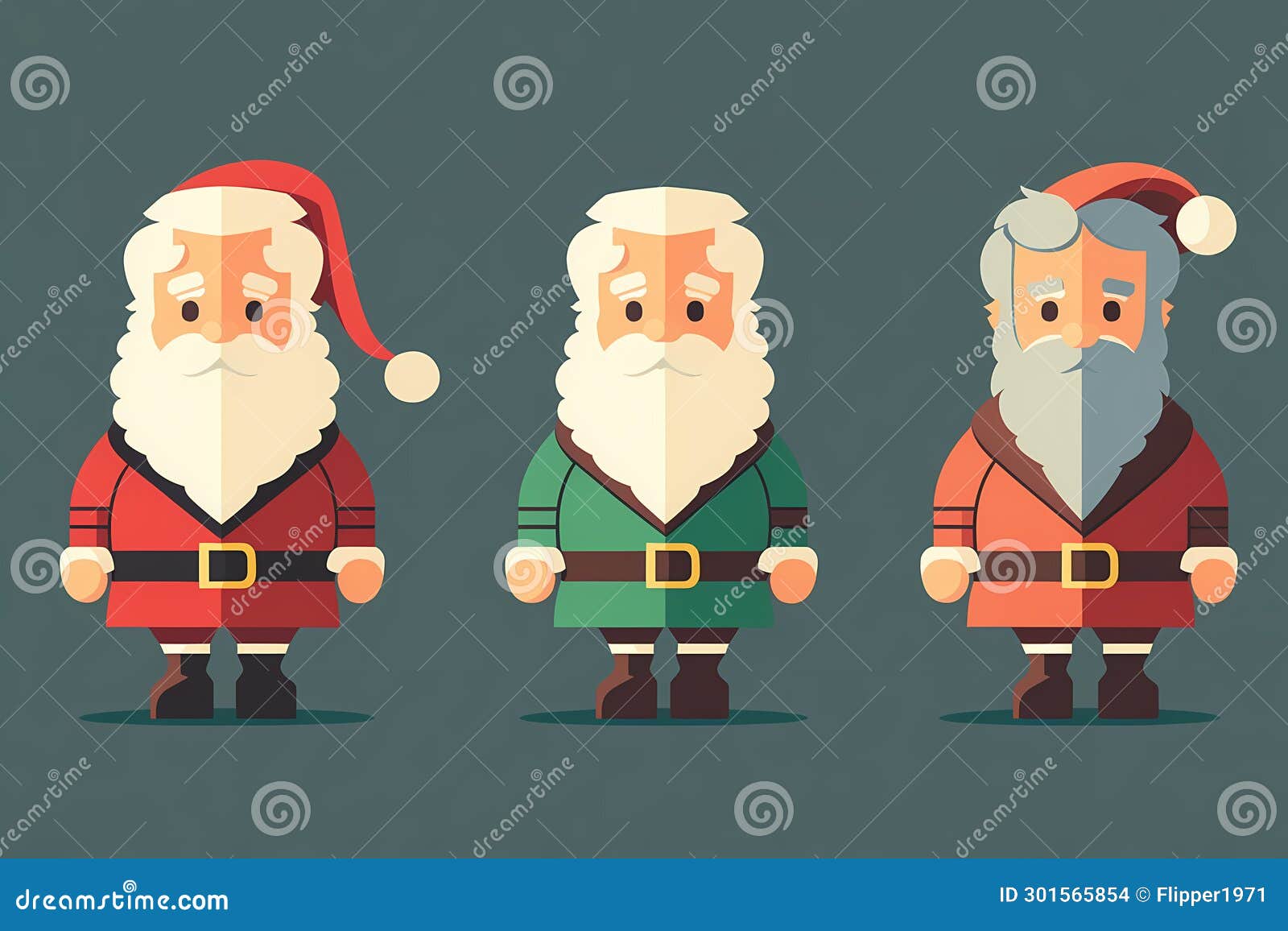 Three Santa Claus - Cartoon Characters Stock Illustration ...