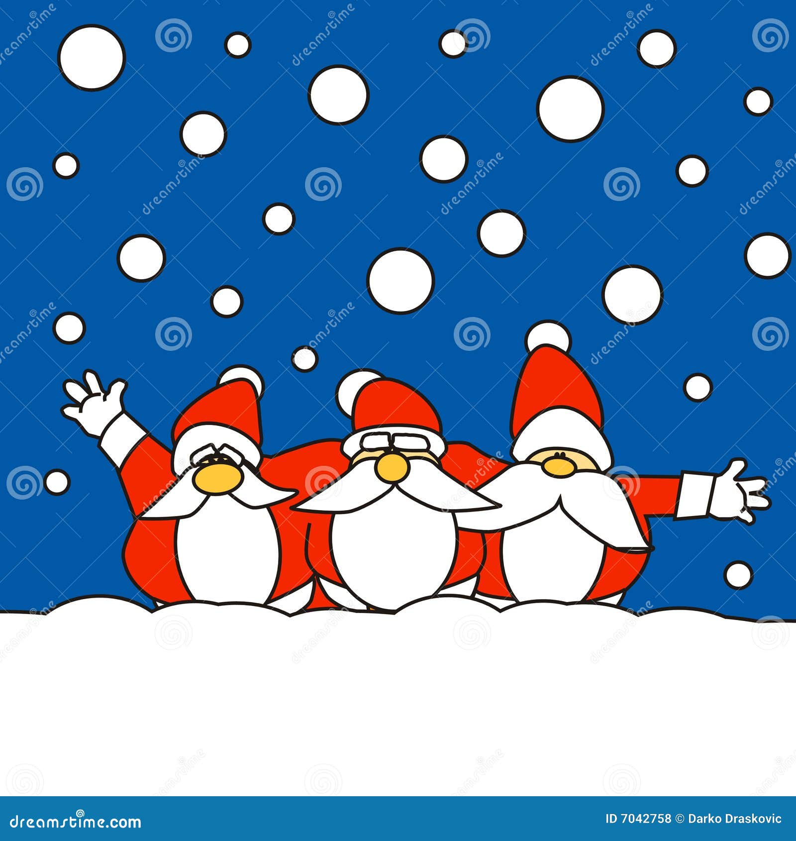 Three Santa Claus Together in the Snow Stock Illustration ...