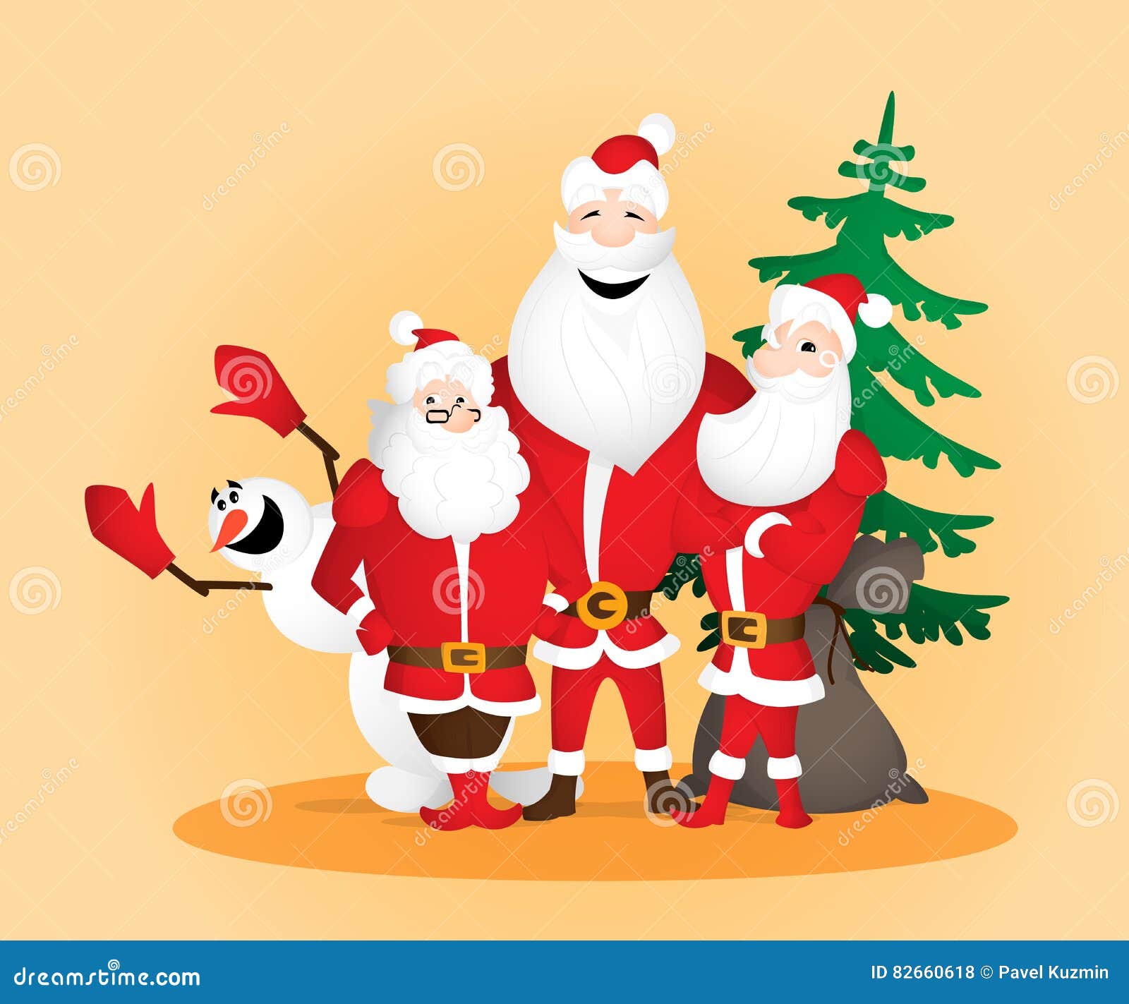 Three Santa Claus Paper Mask, Black Background, Herzlich Willkommen ...