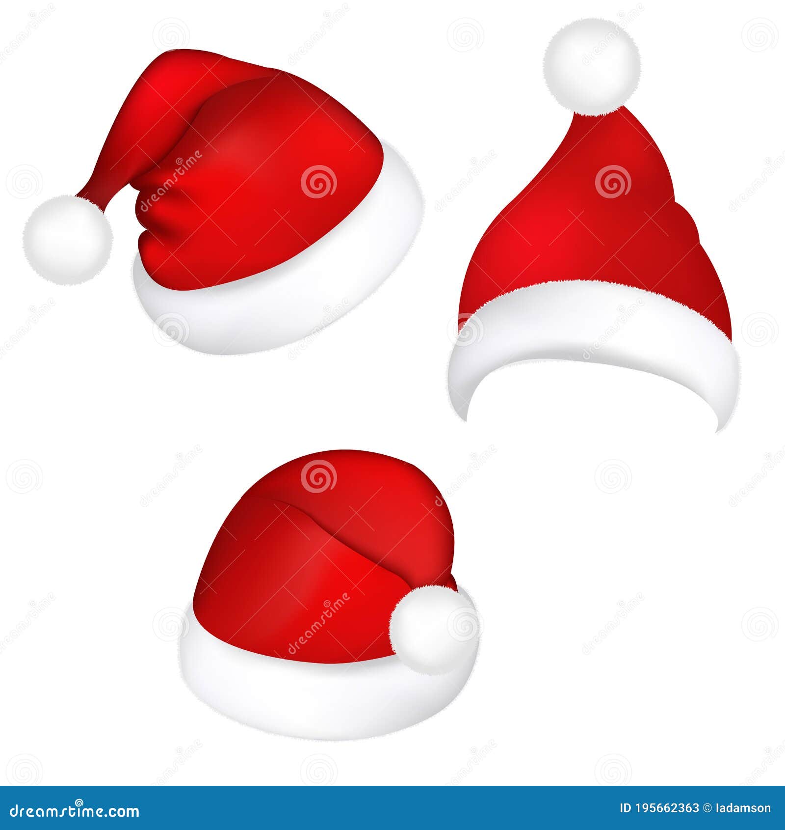 Three Santa Hats stock vector. Illustration of design - 195662363