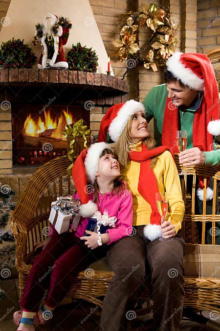 Three Santas stock photo. Image of celebrate, daughter - 7391872