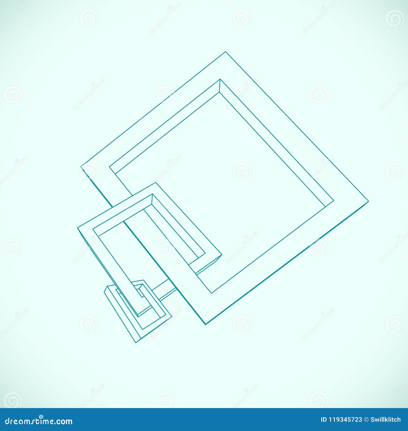 Three Rectangular 3D Frames Blueprint Stock Vector - Illustration of ... Three Rectangular 3D Frames Blueprint Stock Vector - Illustration of ...