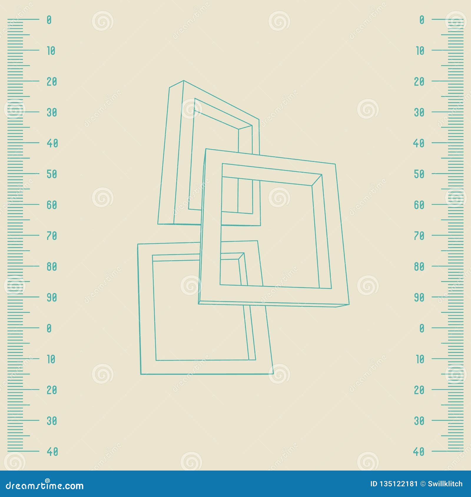Three Rectangular 3D Frames Blueprint Stock Vector - Illustration of industry, documentation ...