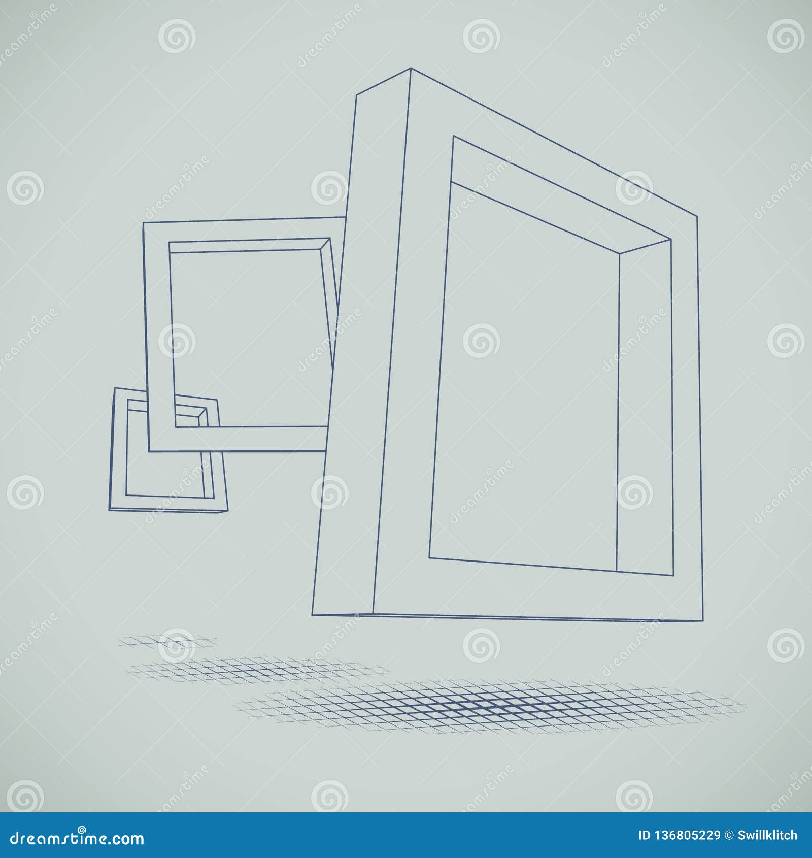 Three Rectangular 3D Frames Blueprint Stock Vector - Illustration of card, model: 136805229