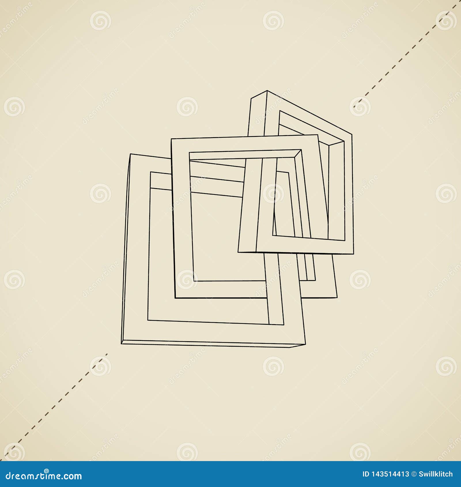 Three Rectangular 3D Frames Blueprint Stock Vector - Illustration of ...