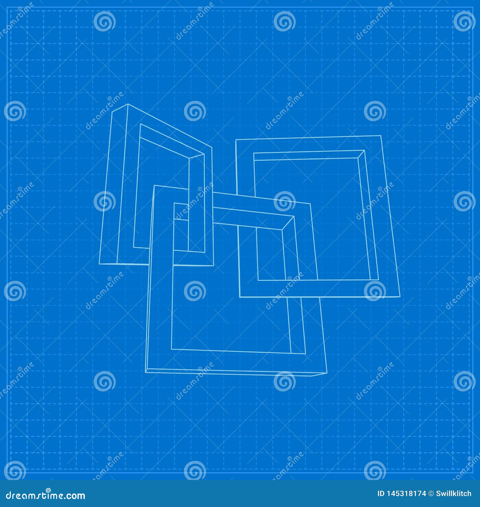 Three Rectangular 3D Frames Blueprint Stock Vector - Illustration of ...