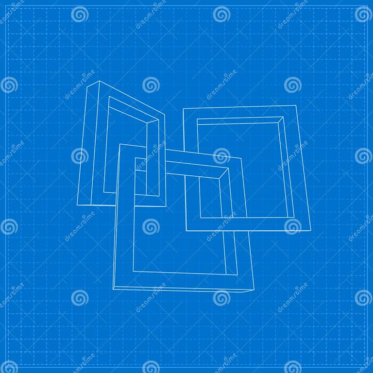 Three Rectangular 3D Frames Blueprint Stock Vector - Illustration of ...
