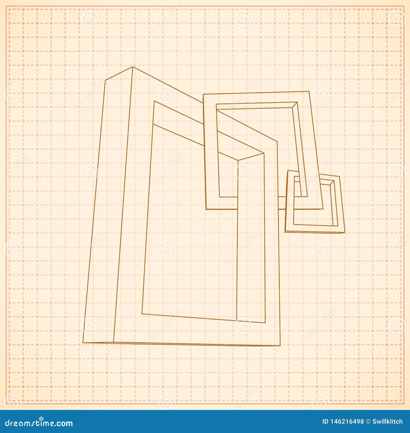 Three Rectangular 3D Frames Blueprint Stock Vector - Illustration of ...