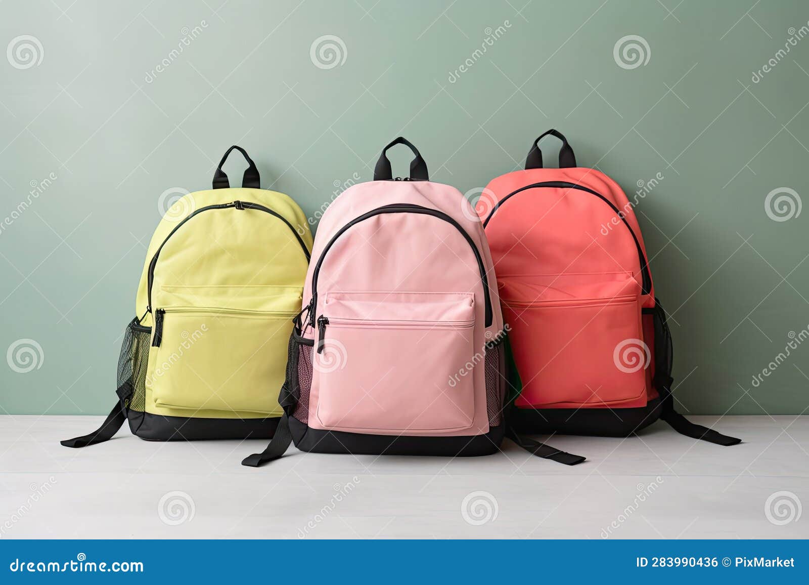 Three School Backpacks, Generative AI Stock Illustration - Illustration ...