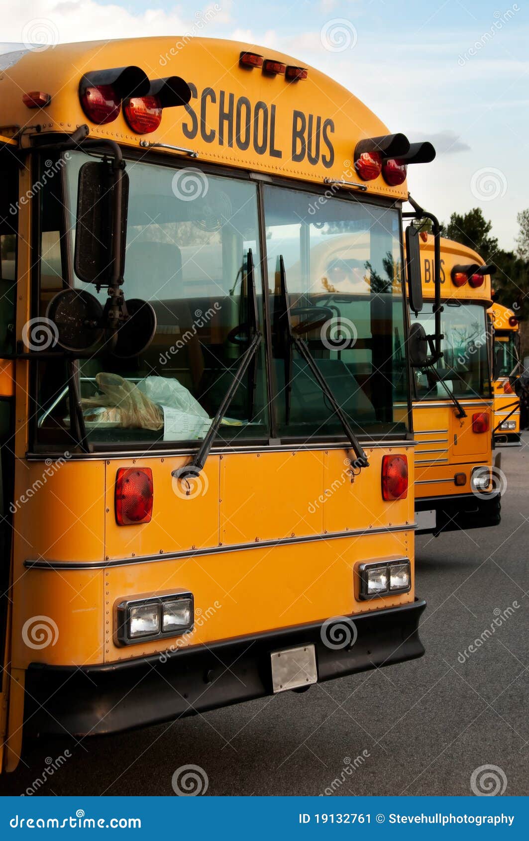 Three School Buses stock image. Image of yellow, school - 19132761