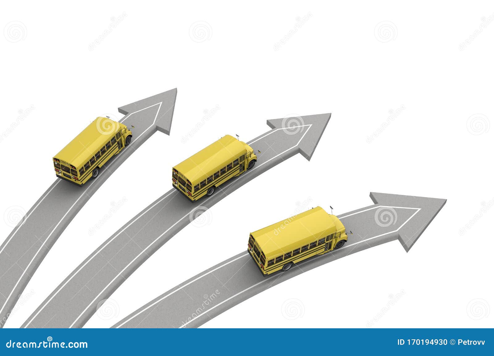 Three School Buses Go in Different Directions Stock Illustration ...