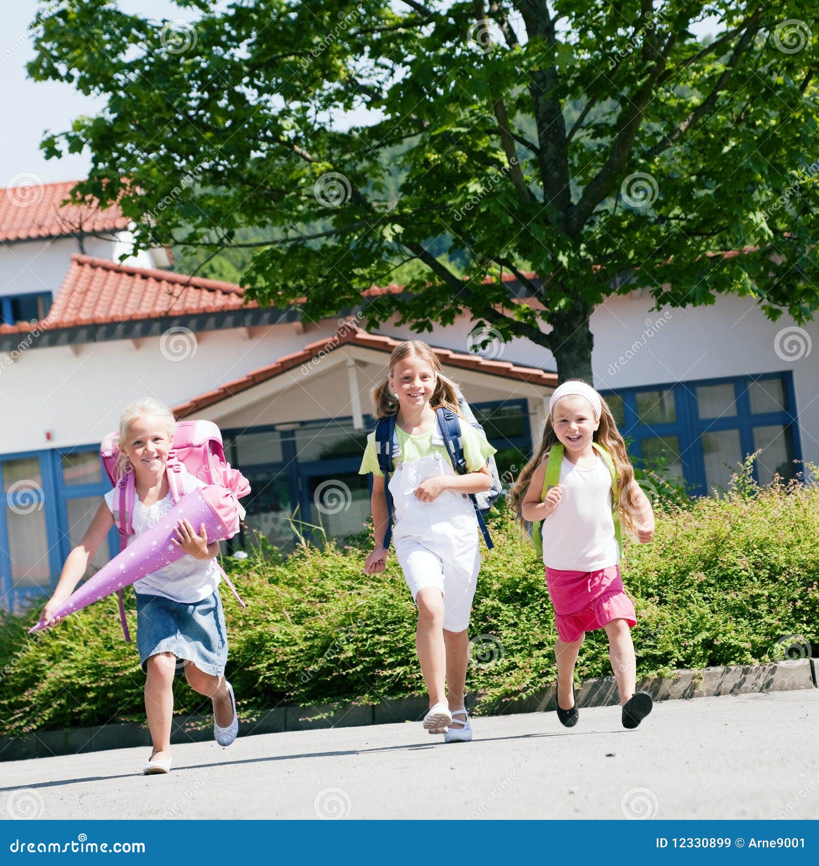 Three Schoolchildren Having Fun Stock Image - Image of daughters ...
