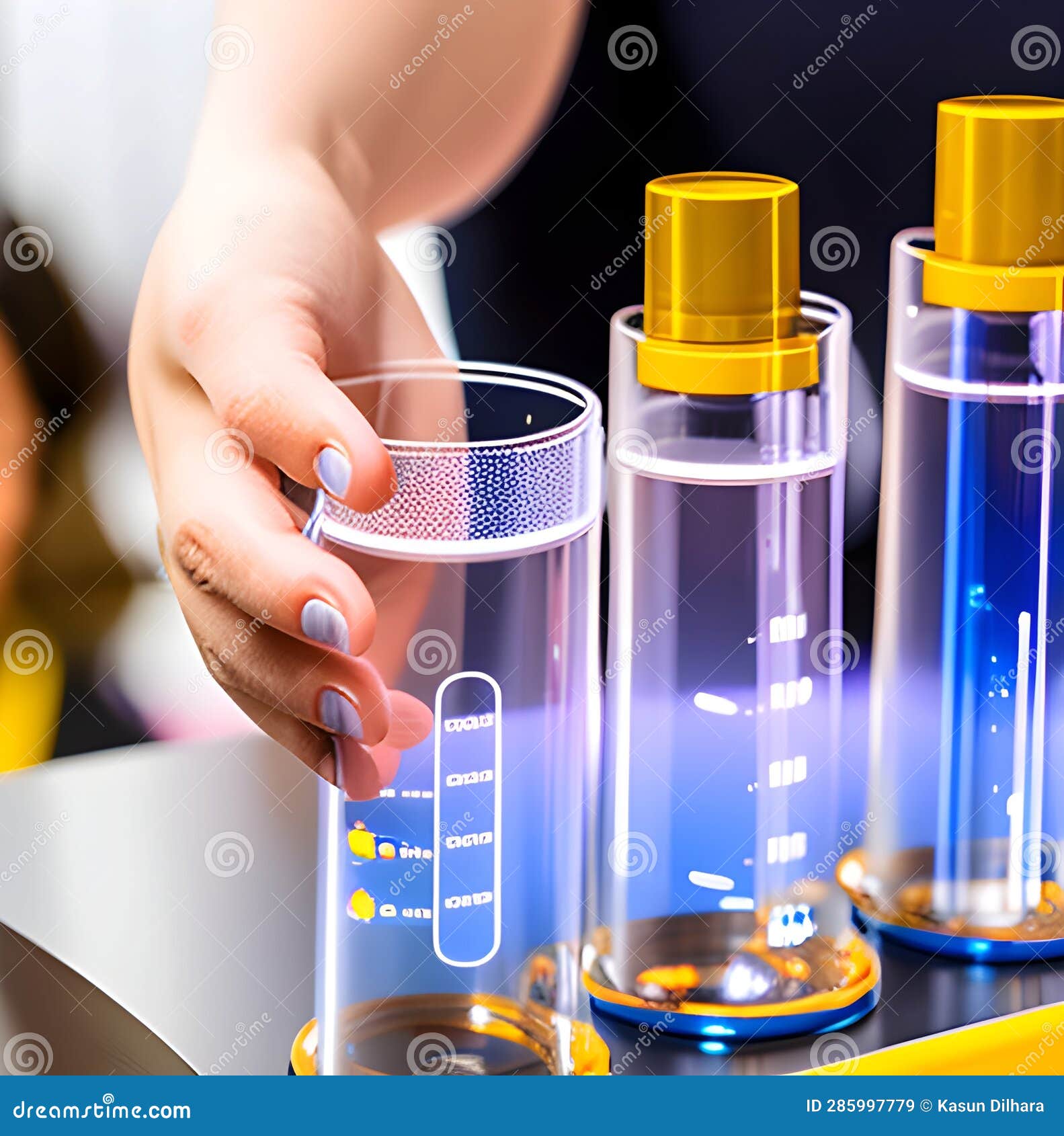 Three Science Tubes in Laboratory Stock Illustration - Illustration of ...