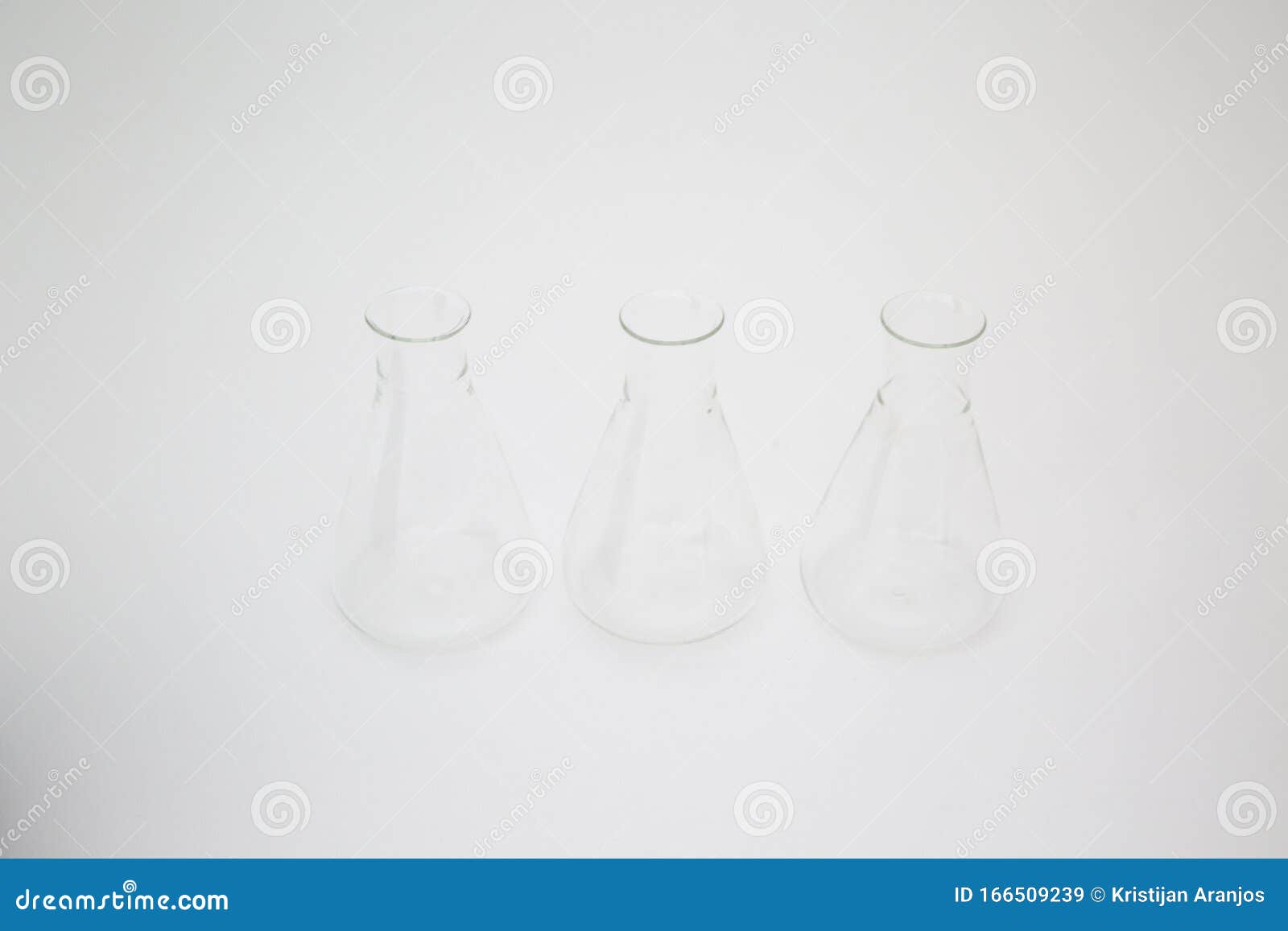 Three Scientific Laboratory Glass Erlenmeyer Flask Isolated On White ...