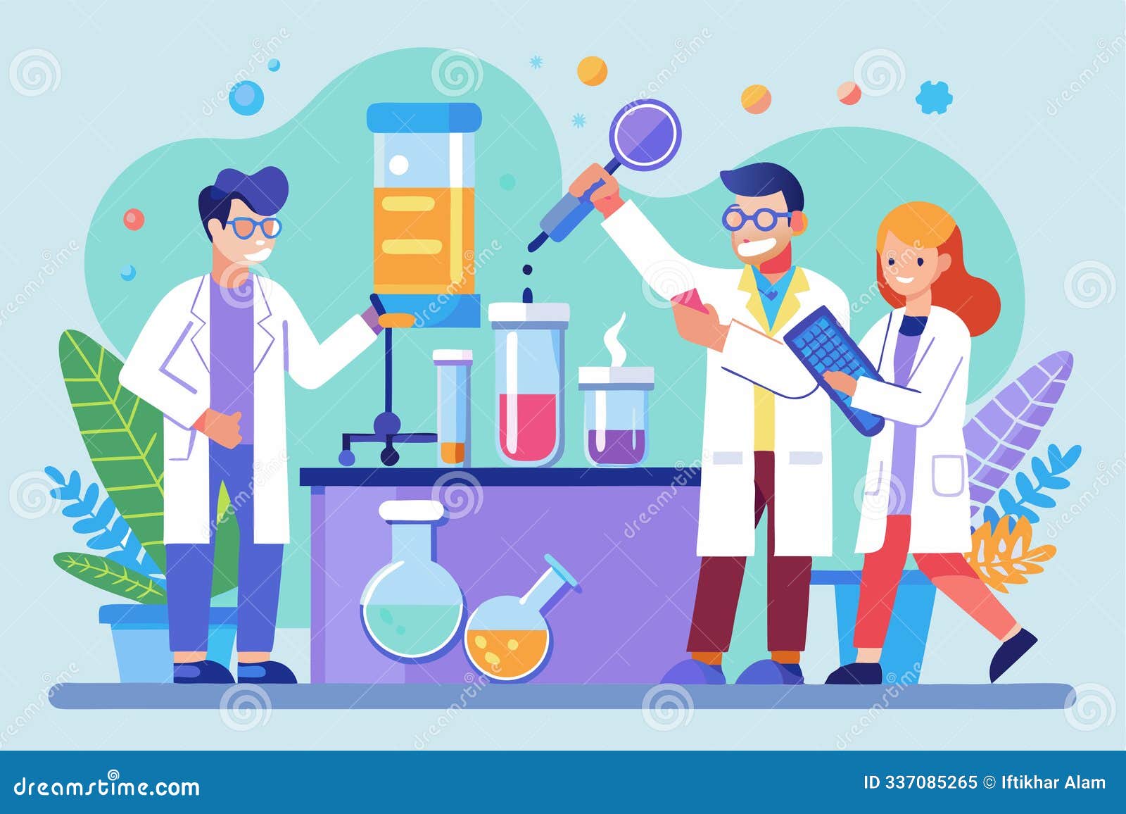 Three Scientists Work Together, Testing Various Drug Formulations in a ...