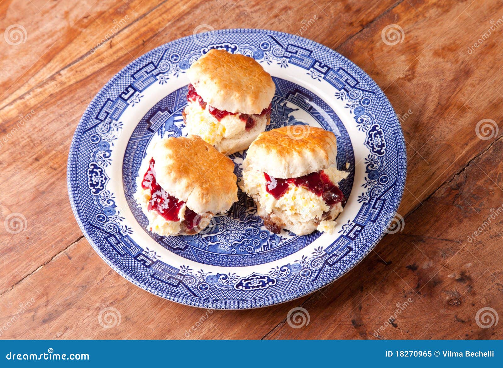 Three scones on the plate stock image. Image of cream - 18270965