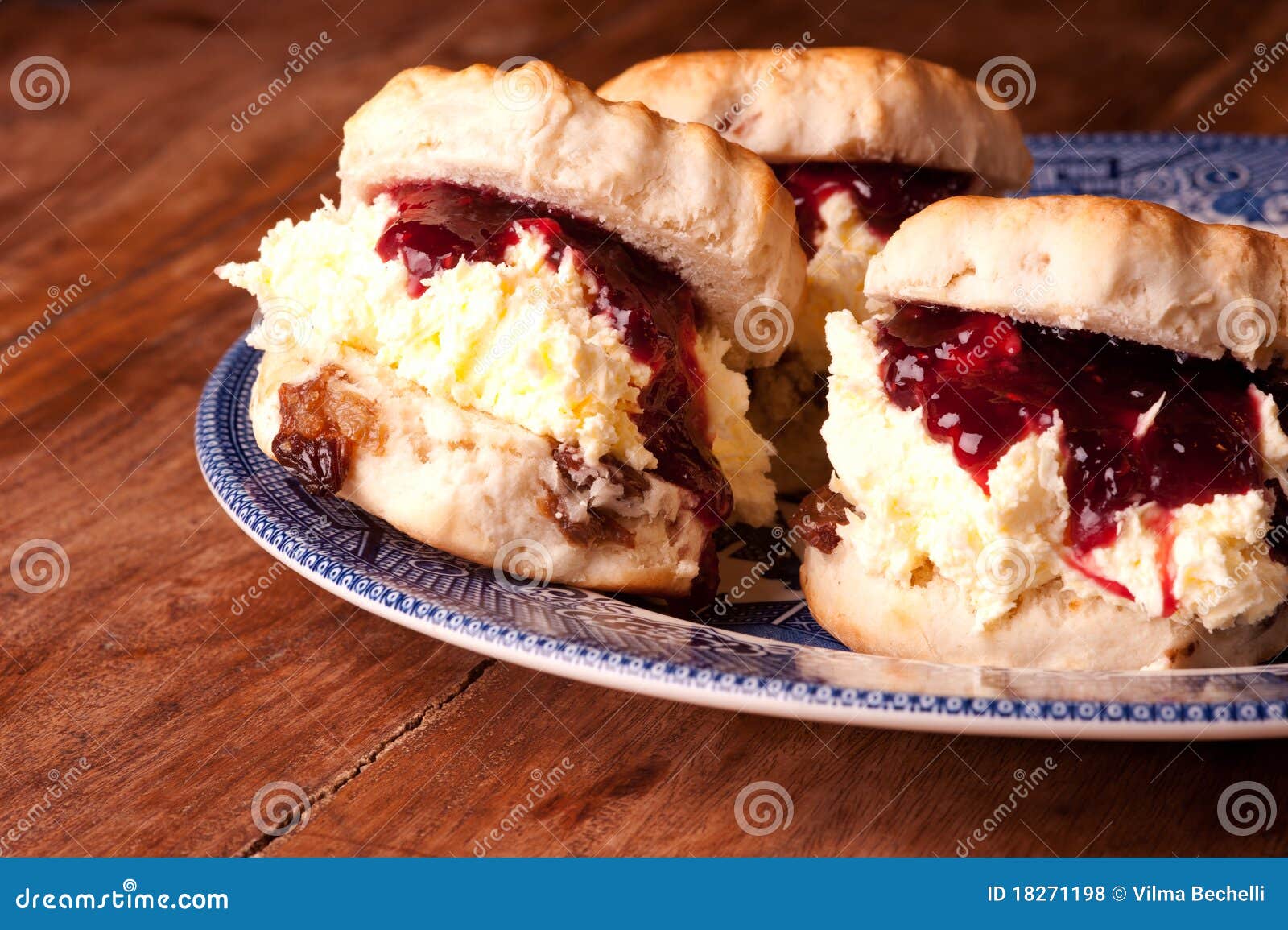 Three scones on the plate stock photo. Image of cookery - 18271198