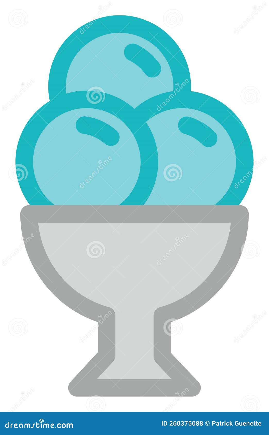Three Scoops of Blue Ice Cream in Bowl, Icon Stock Vector ...