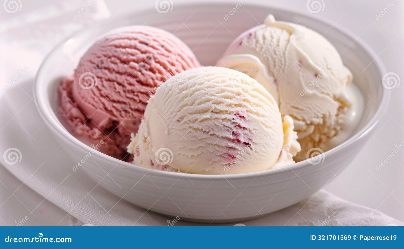 Three Scoops of Ice Cream in a White Bowl Stock Image - Image of collection, modern: 321701569