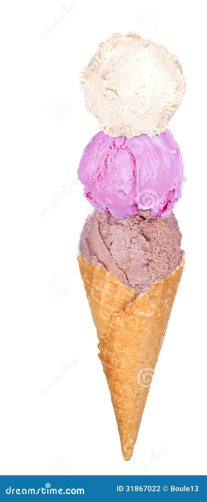 Three Scoops of Ice Creams with Cone Isolated Stock Photo - Image of ... Three Scoops of Ice Creams with Cone Isolated Stock Photo - Image of ...