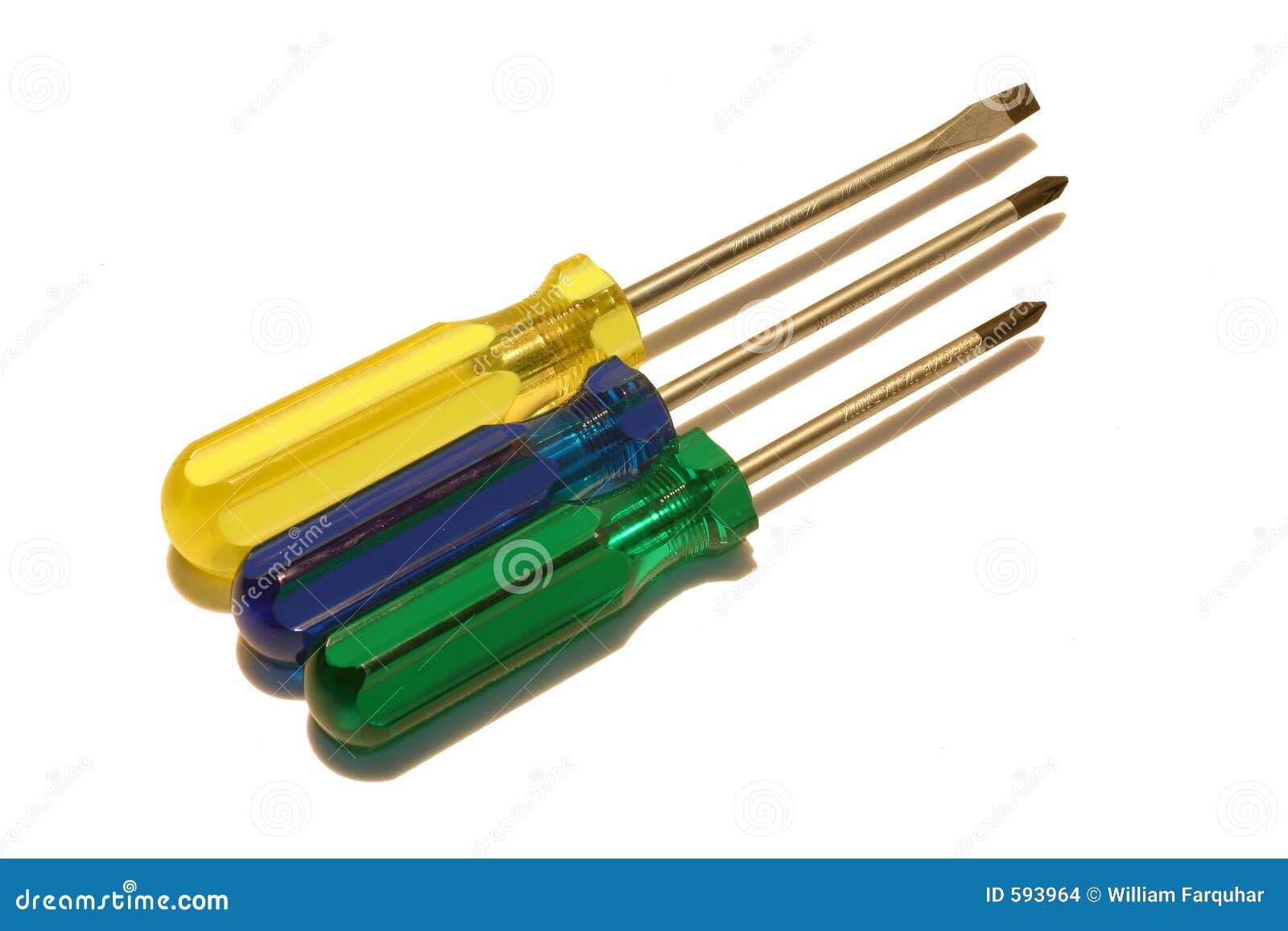Three Screwdrivers stock photo. Image of three, colored - 593964