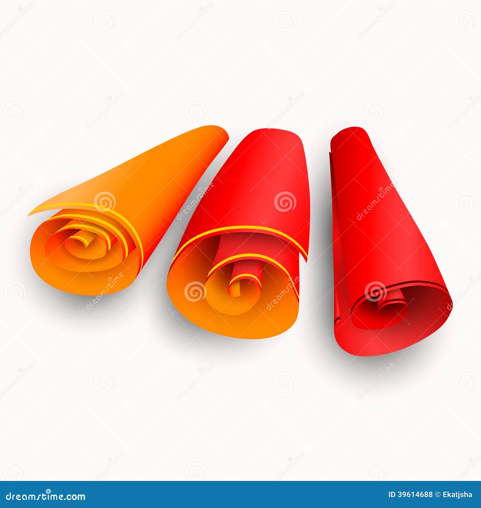 Three Scrolls with Color Stripes Stock Vector - Illustration of ...