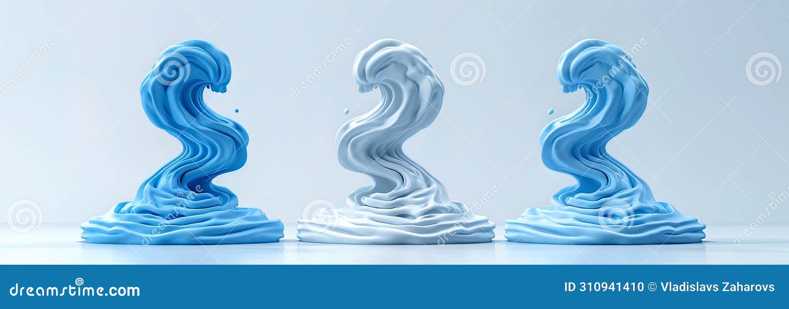 Three Sculptures in Blue and White Color Scheme Stock Illustration ... Three Sculptures in Blue and White Color Scheme Stock Illustration ...