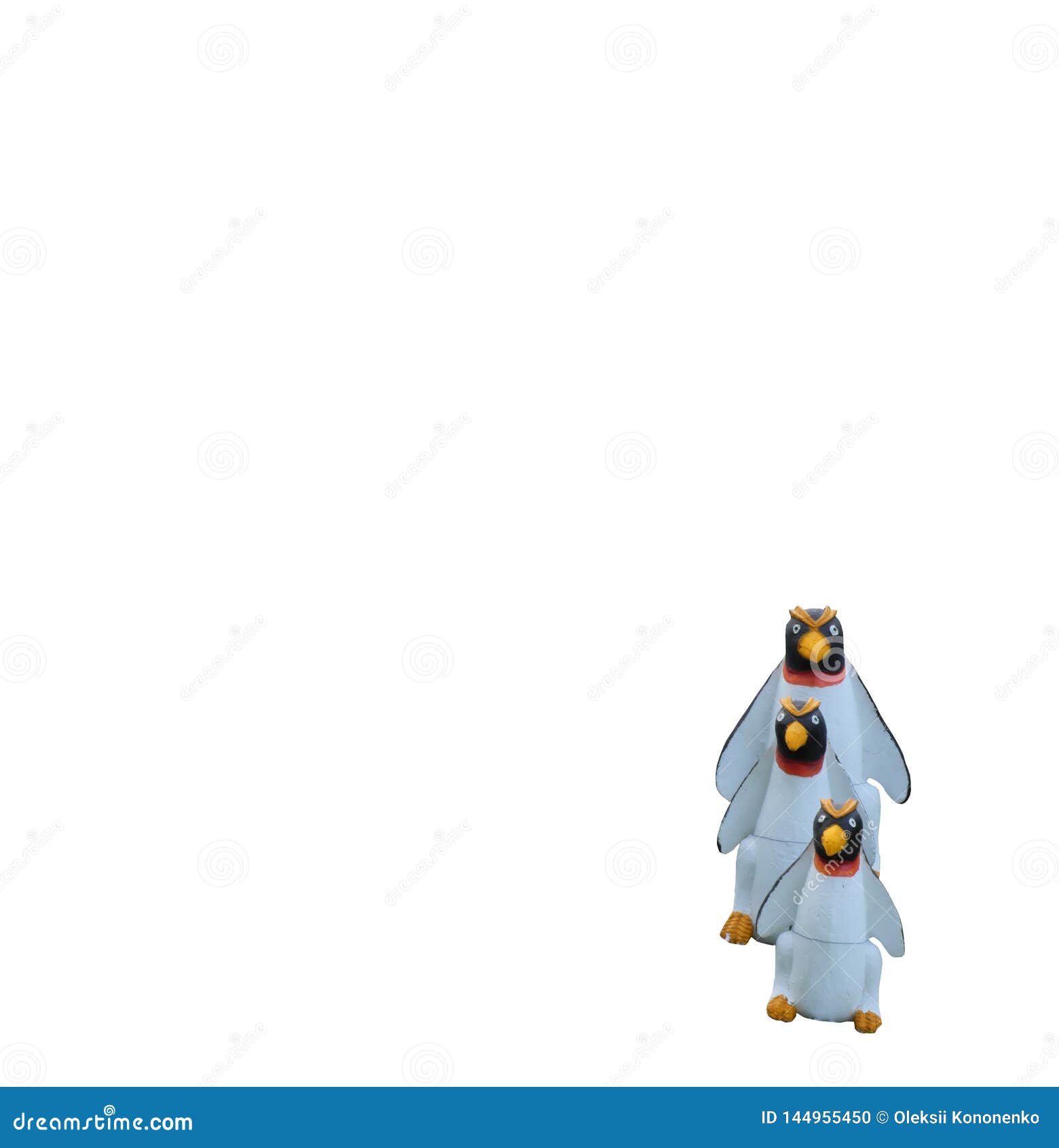 Three Sculptures of Penguins Stand One by One, Isolated, White ...