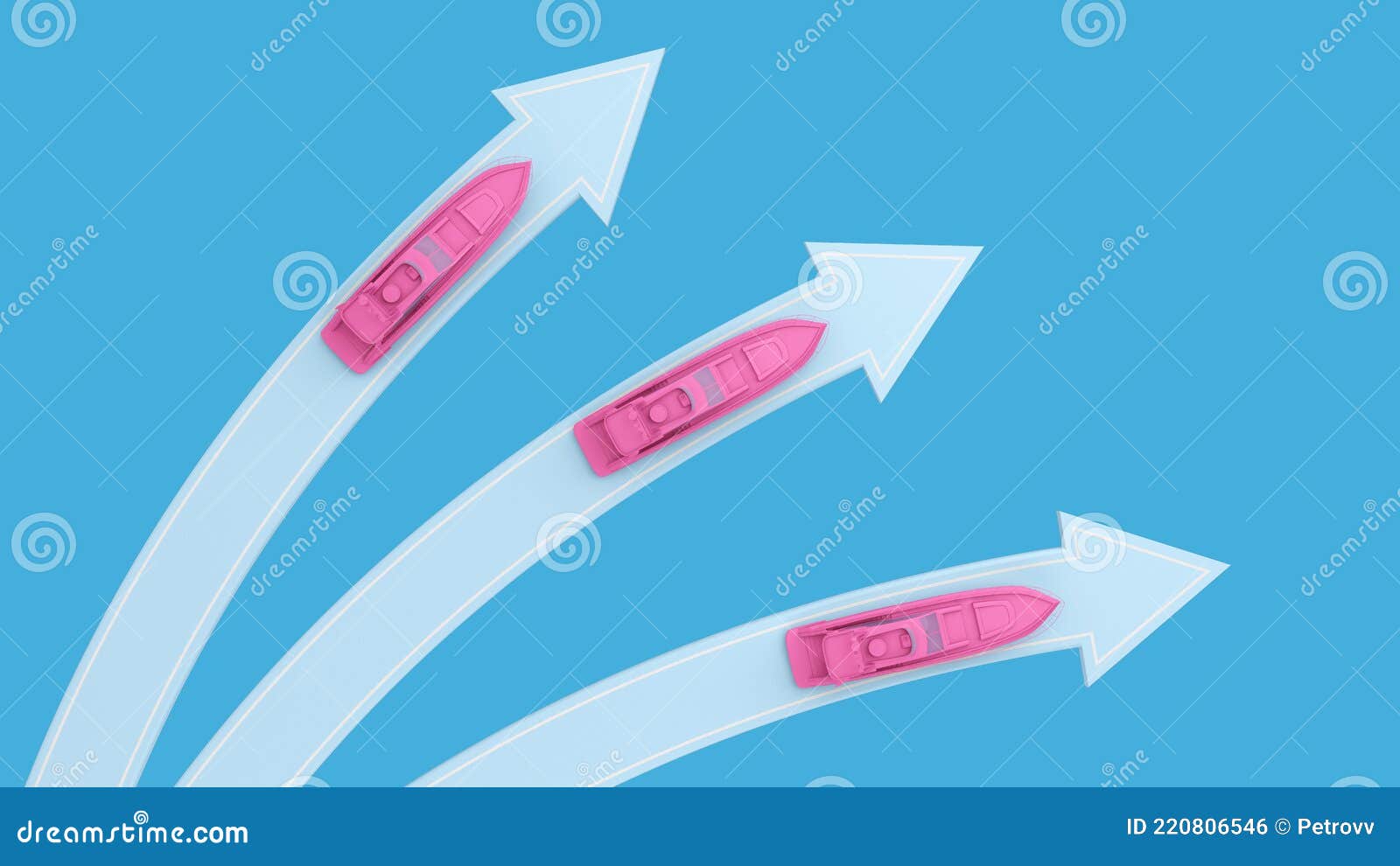 Three Sea Boat on the Arrow Stock Illustration - Illustration of three ...