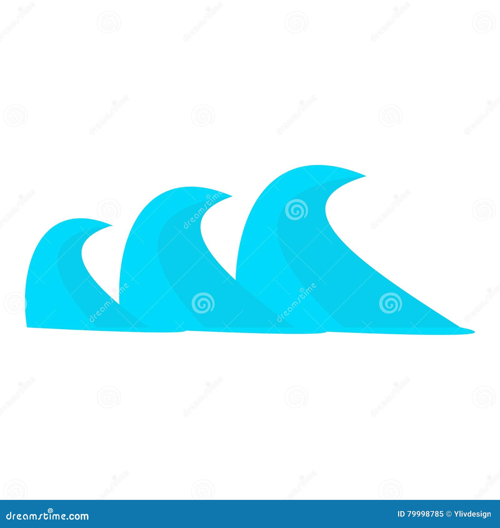 Three Sea Waves Icon, Cartoon Style Stock Vector - Illustration of ...